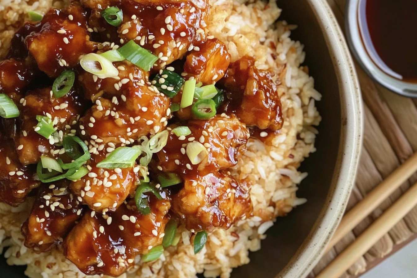 Sticky Chicken and Fried Rice