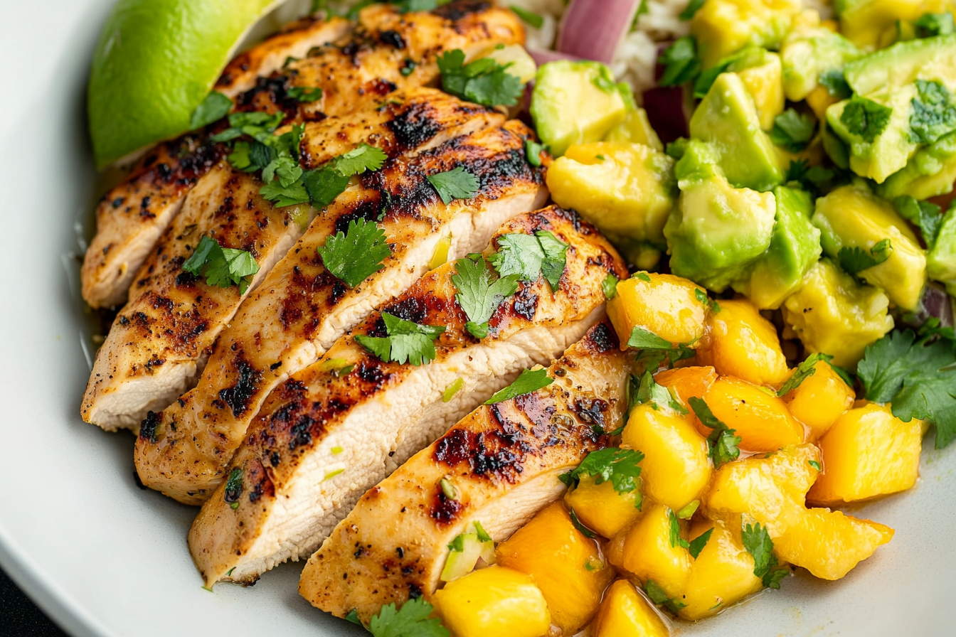 Cilantro Lime Chicken with Mango Avocado Salsa